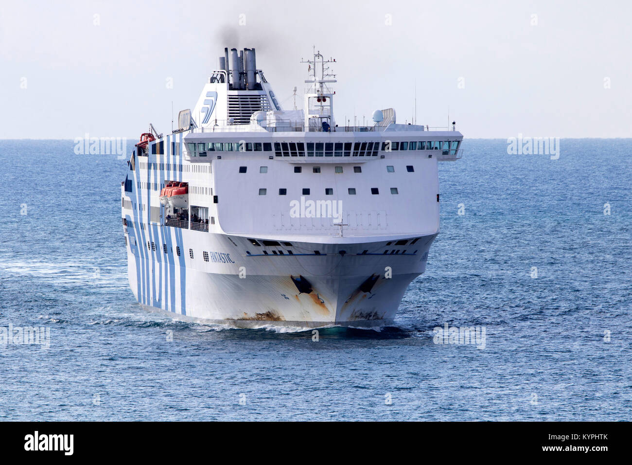 GNV Fantastic passenger ferry at the port of Civitavecchia in Italy ...