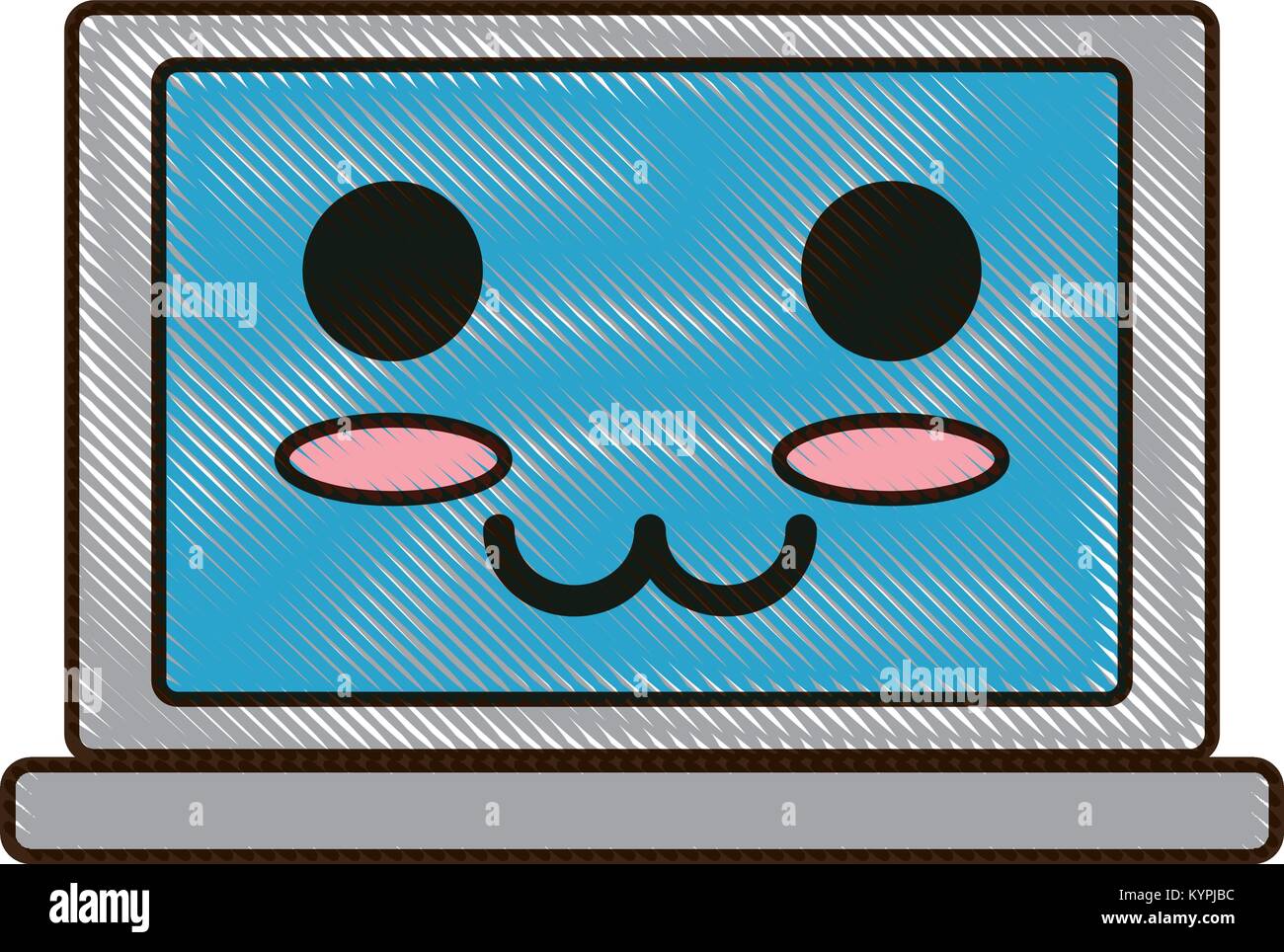 Computer kawaii cartoon happy cute Stock Vector Images - Alamy