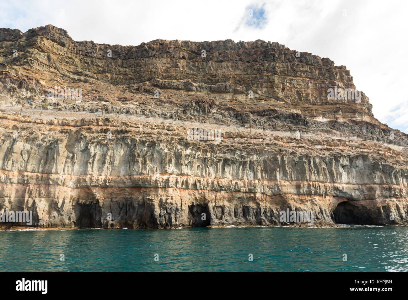 Gran Canaria, Canary Islands in Spain: Layers of volcanic rock. Strata ...