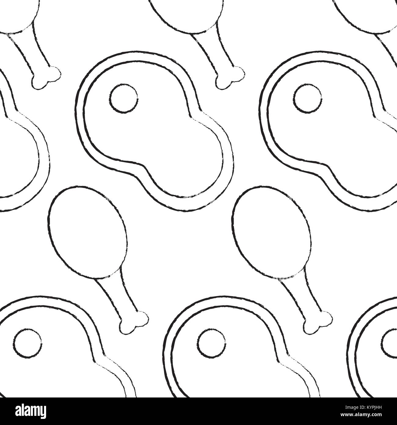 fillet steak and chicken food seamless pattern Stock Vector Image & Art ...
