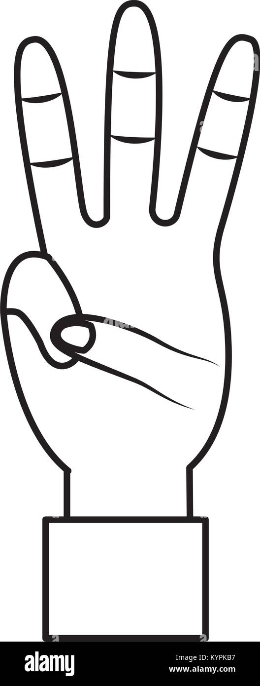 hand showing three fingers gesture Stock Vector Image & Art - Alamy