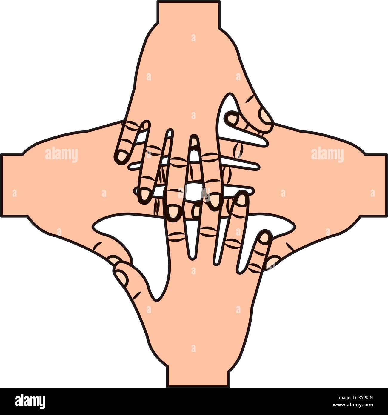four human hands teamwork unity Stock Vector Image & Art - Alamy