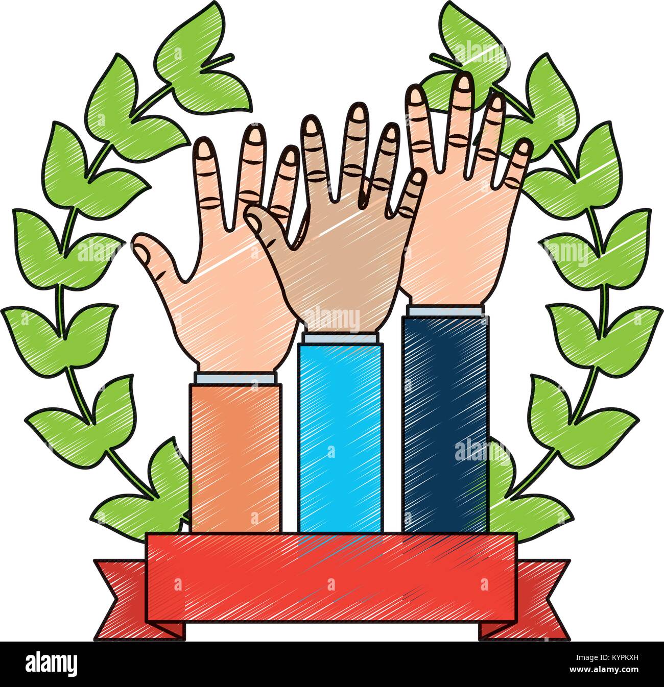 three hands emblem hand gesture icon image Stock Vector Image & Art - Alamy