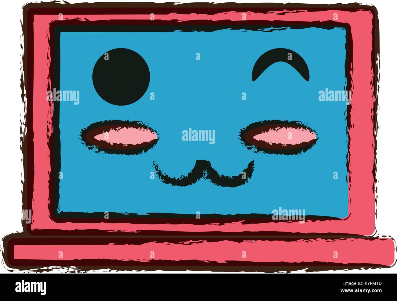 Computer kawaii cartoon happy cute Stock Vector Images - Alamy