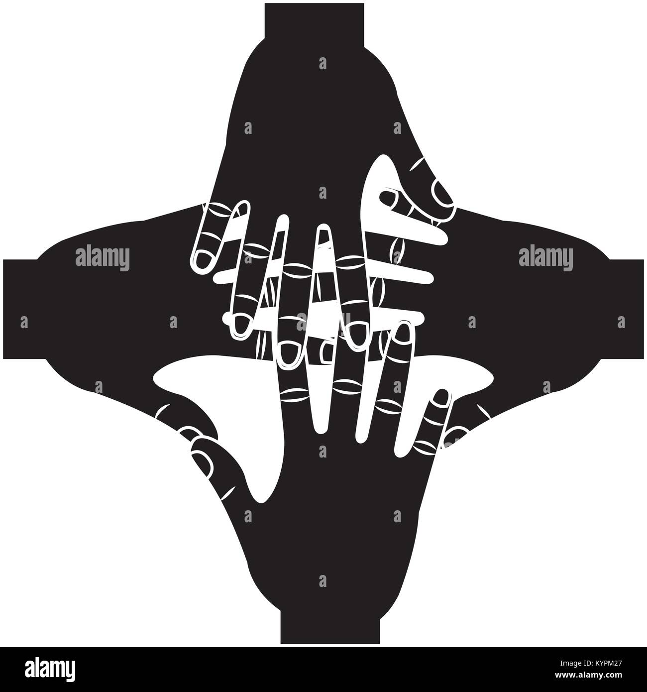 four hands together hand gesture icon image Stock Vector Image & Art ...
