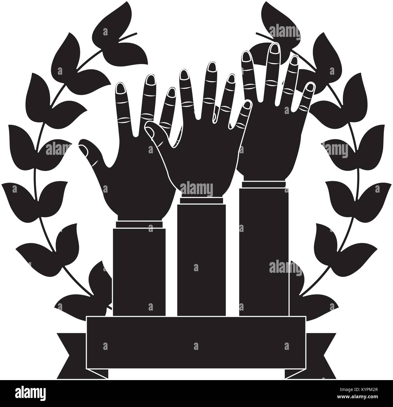 three hands emblem hand gesture icon image Stock Vector Image & Art - Alamy