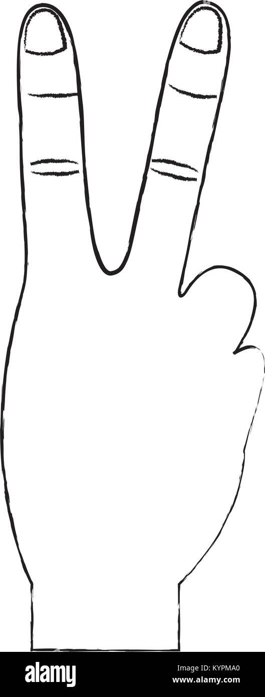 hand with two fingers victory peace and love sign Stock Vector Image ...