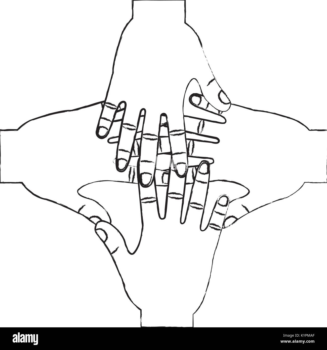 four human hands teamwork unity Stock Vector Image & Art - Alamy