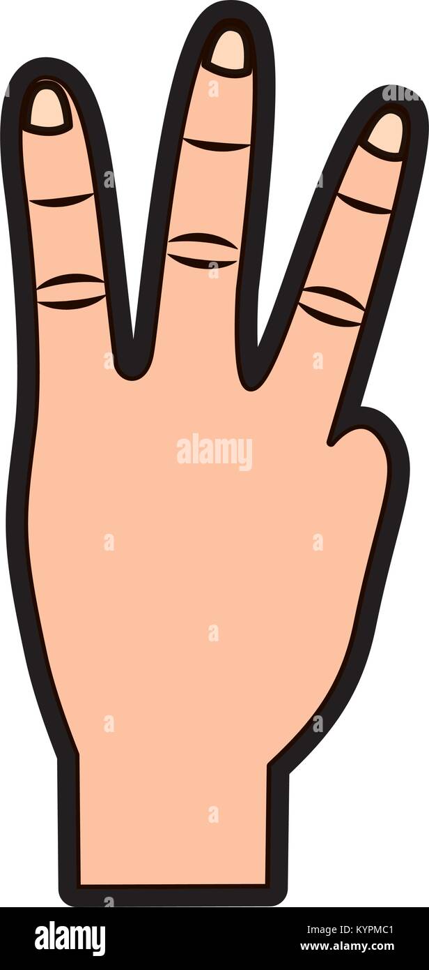hand showing three fingers gesture Stock Vector Image & Art - Alamy
