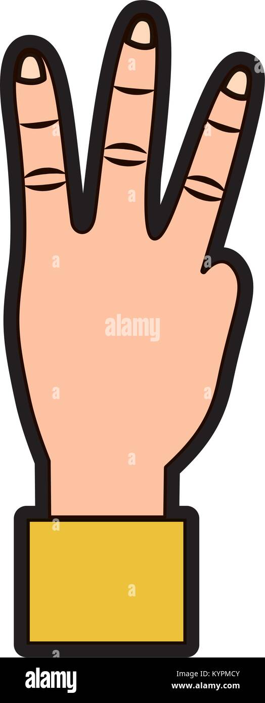 hand showing three fingers gesture Stock Vector Image & Art - Alamy