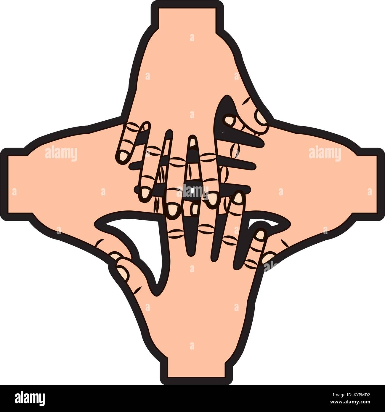 four human hands teamwork unity Stock Vector Image & Art - Alamy