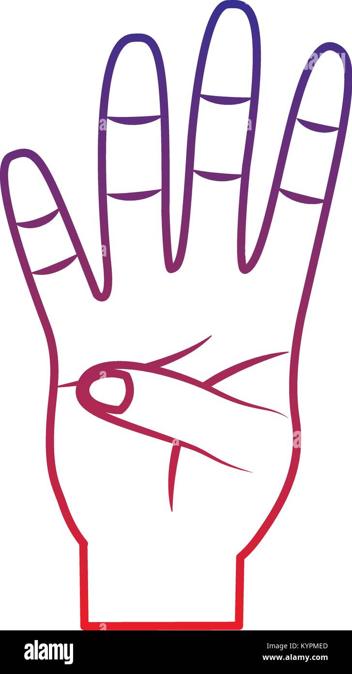 four fingers up hand gesture icon image Stock Vector Image & Art - Alamy
