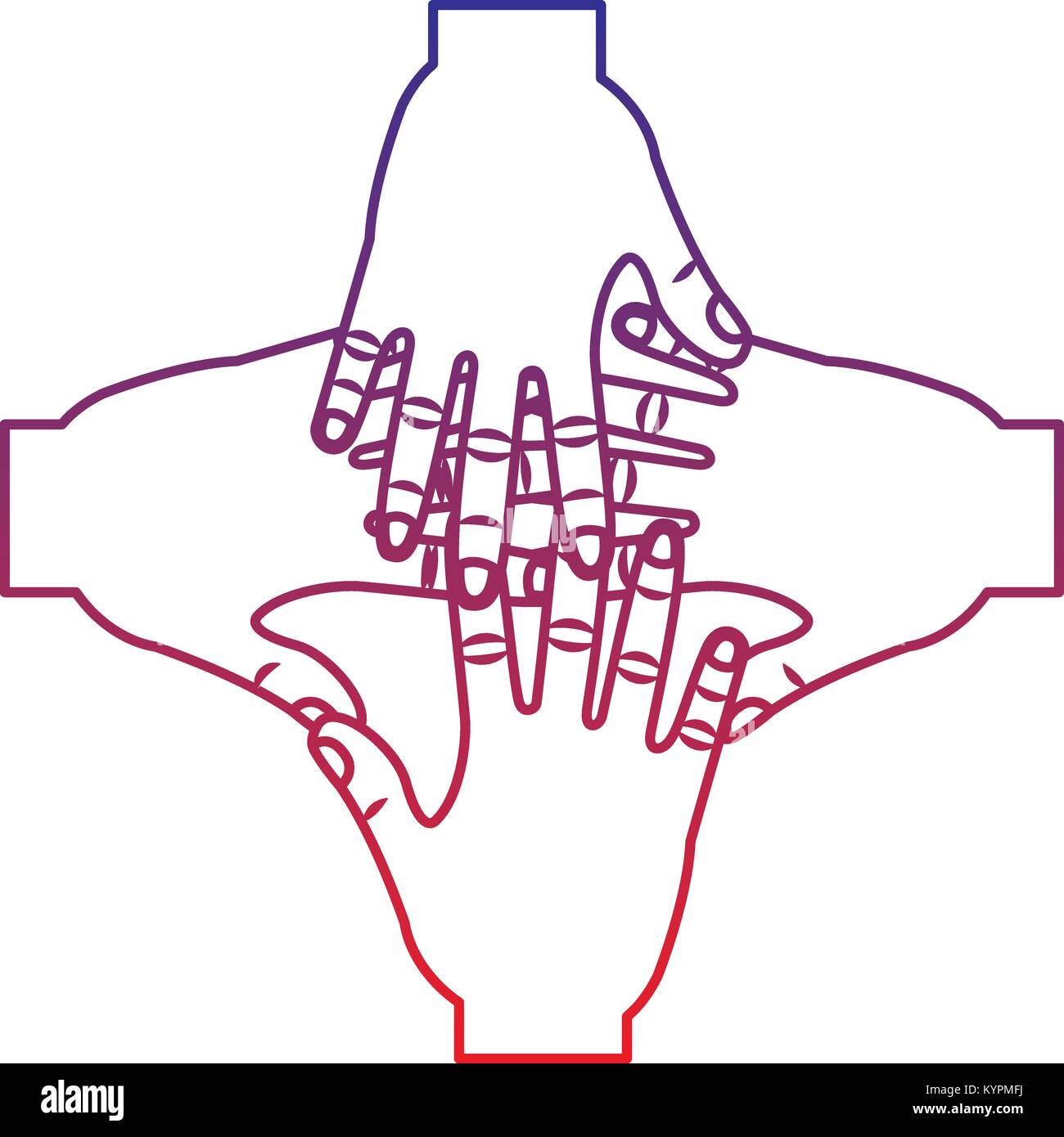 four hands together hand gesture icon image Stock Vector Image & Art ...