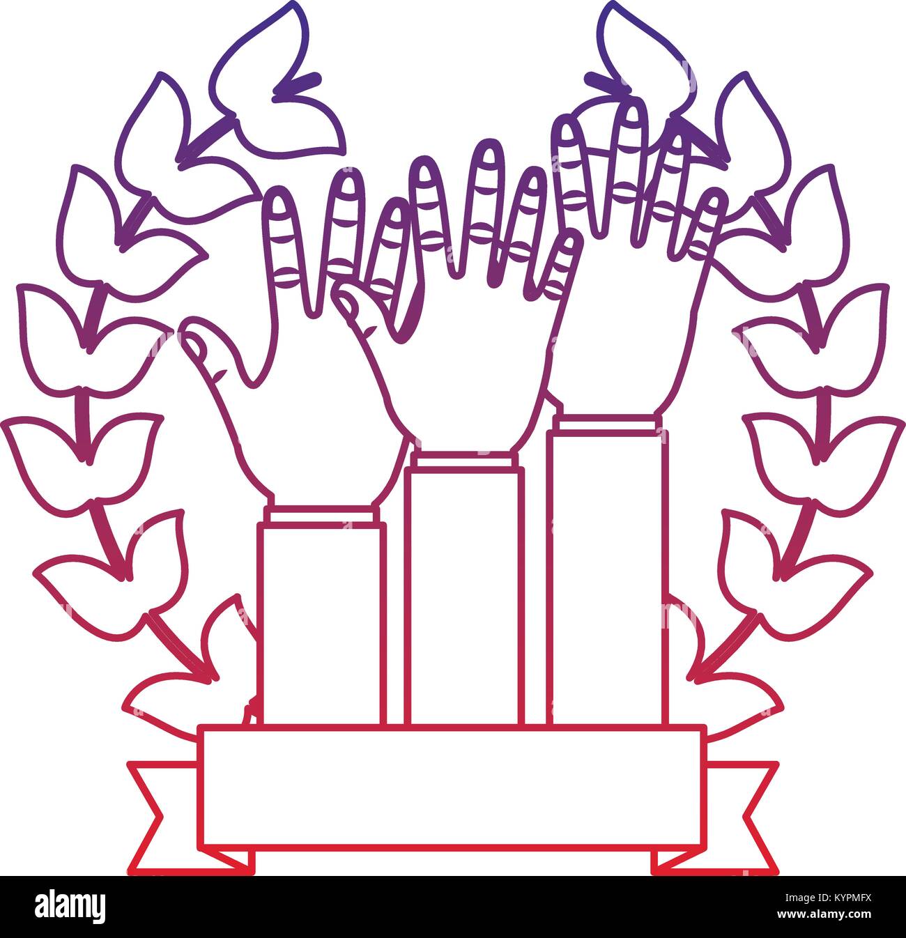 three hands emblem hand gesture icon image Stock Vector Image & Art - Alamy