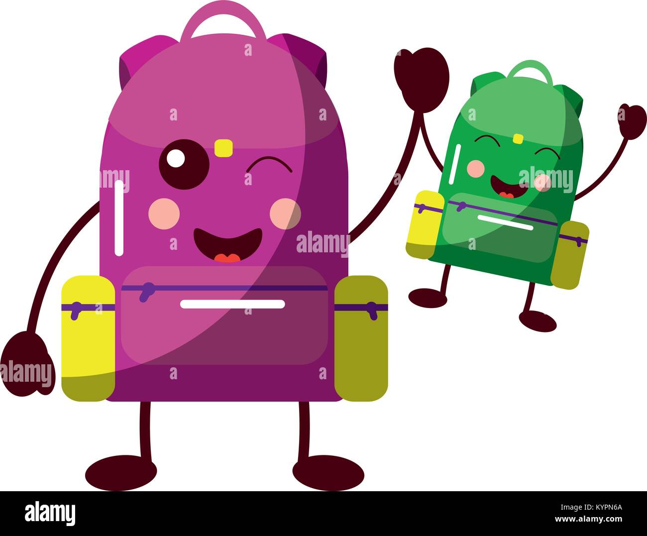 cartoon pair school backpack kawaii character Stock Vector Image & Art ...