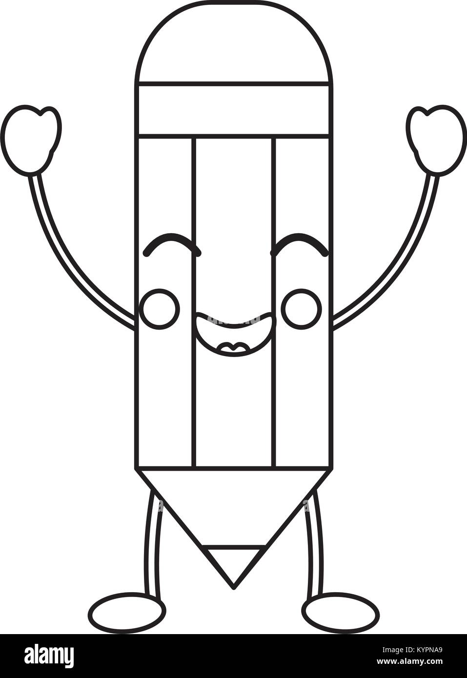pencil happy school supplies kawaii icon image Stock Vector Image & Art ...