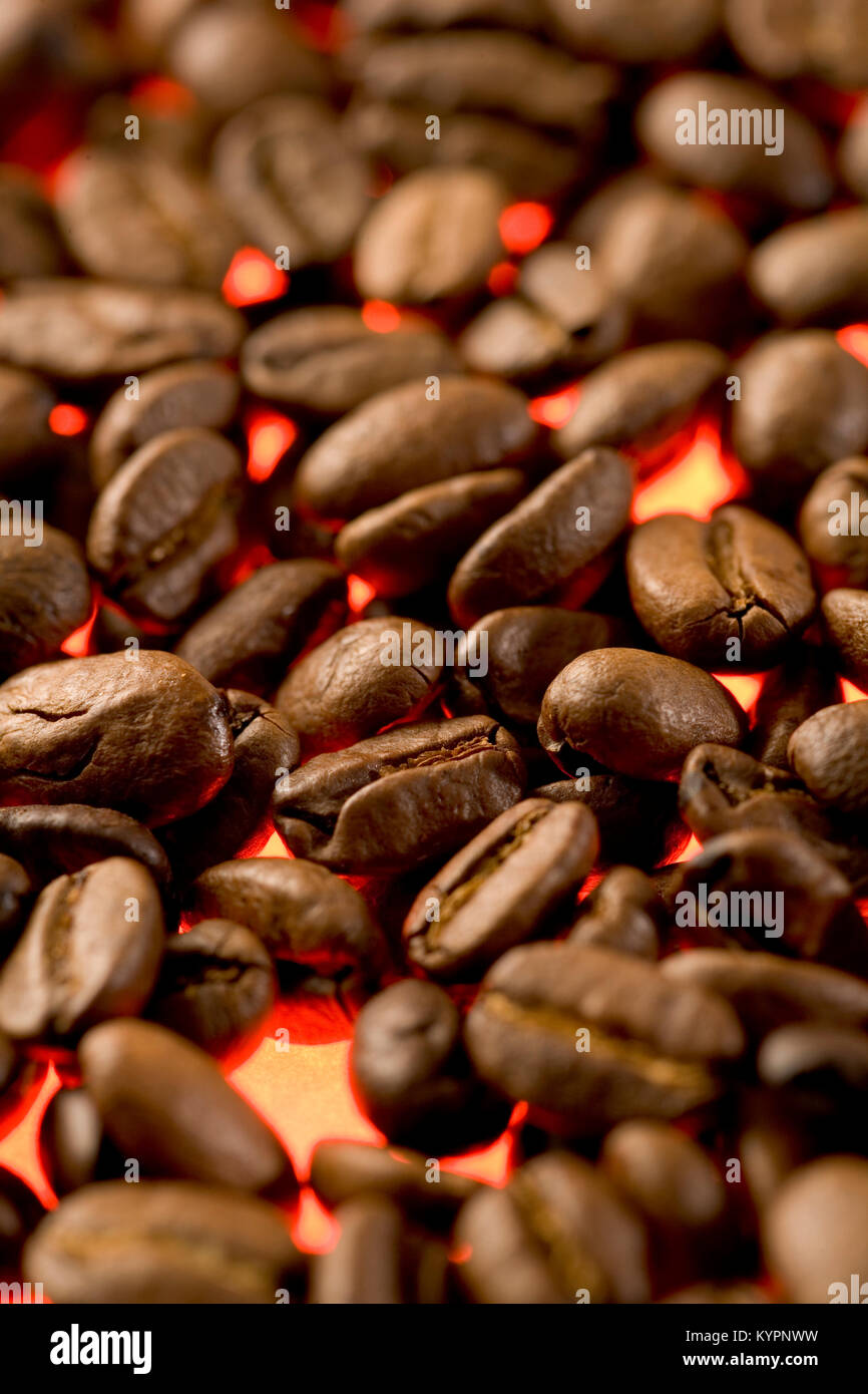 Glowing backlit coffee beans close up texture Stock Photo - Alamy