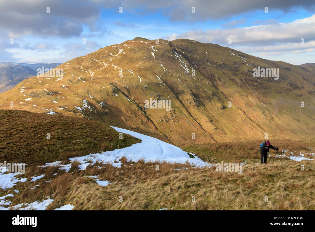 Winter hill walking in the Lake District Stock Photo - Alamy