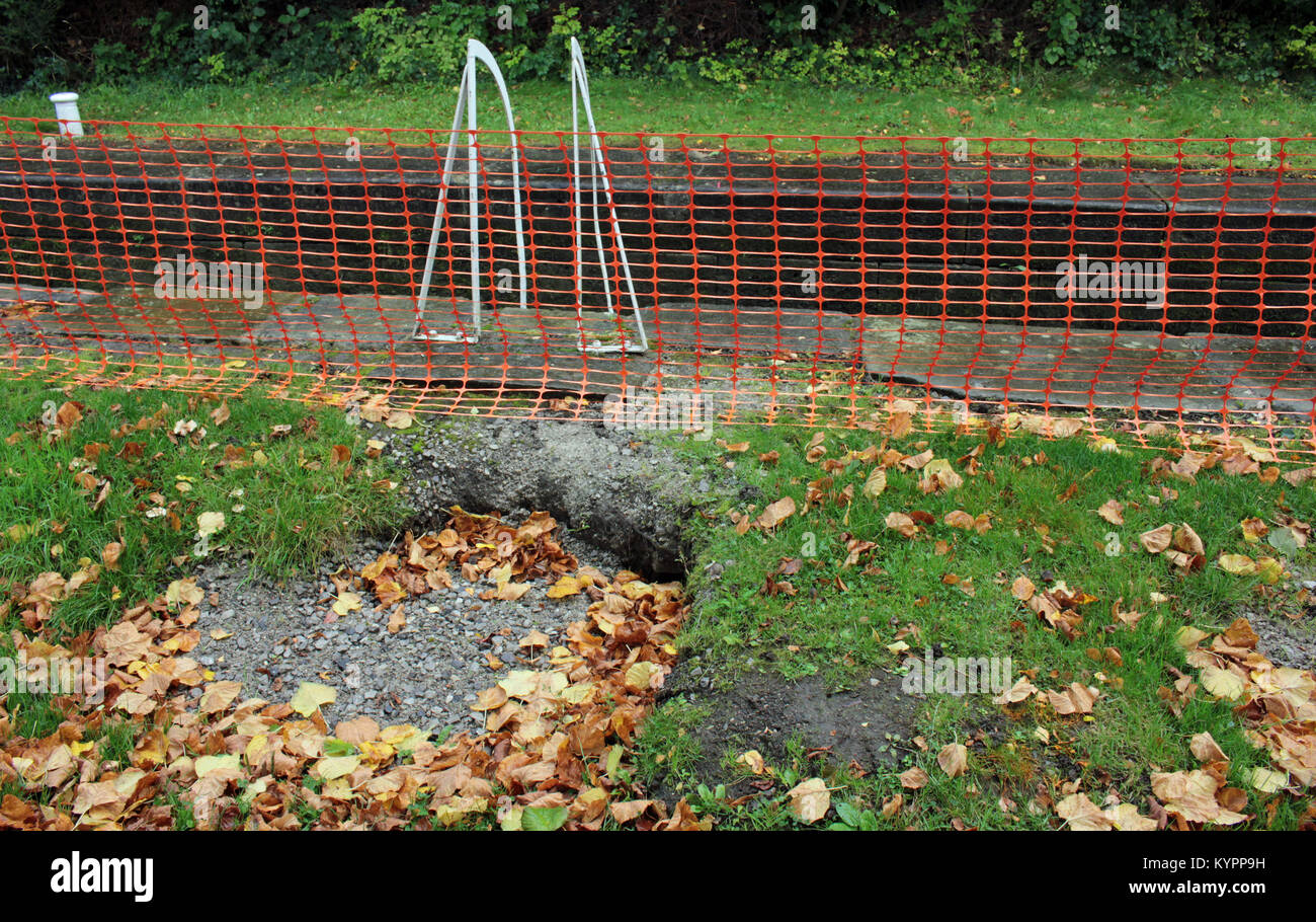 Stones have been used to infill the hole that appeared hi-res stock ...
