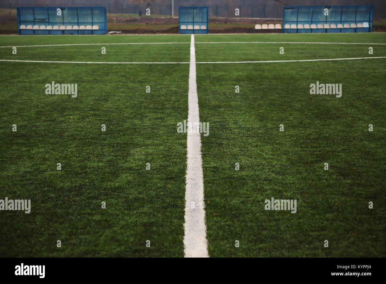 Tags on soccer field, white lines and grass Stock Photo - Alamy