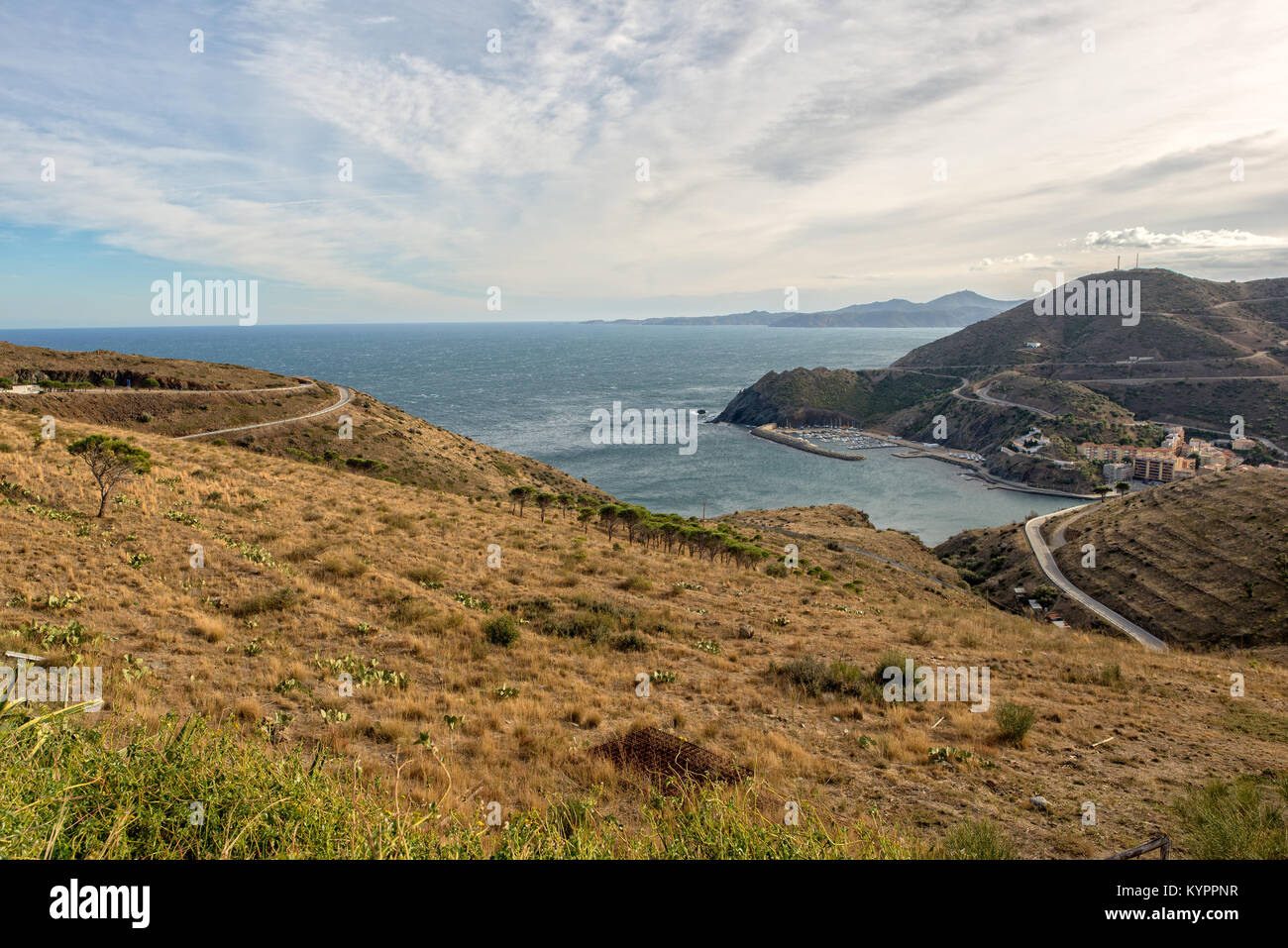 Through the village of Portbou on the Costa Brava, Girona Stock Photo ...
