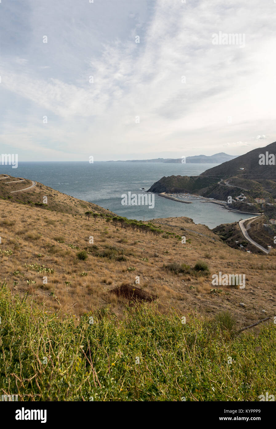 Through the village of Portbou on the Costa Brava, Girona Stock Photo ...