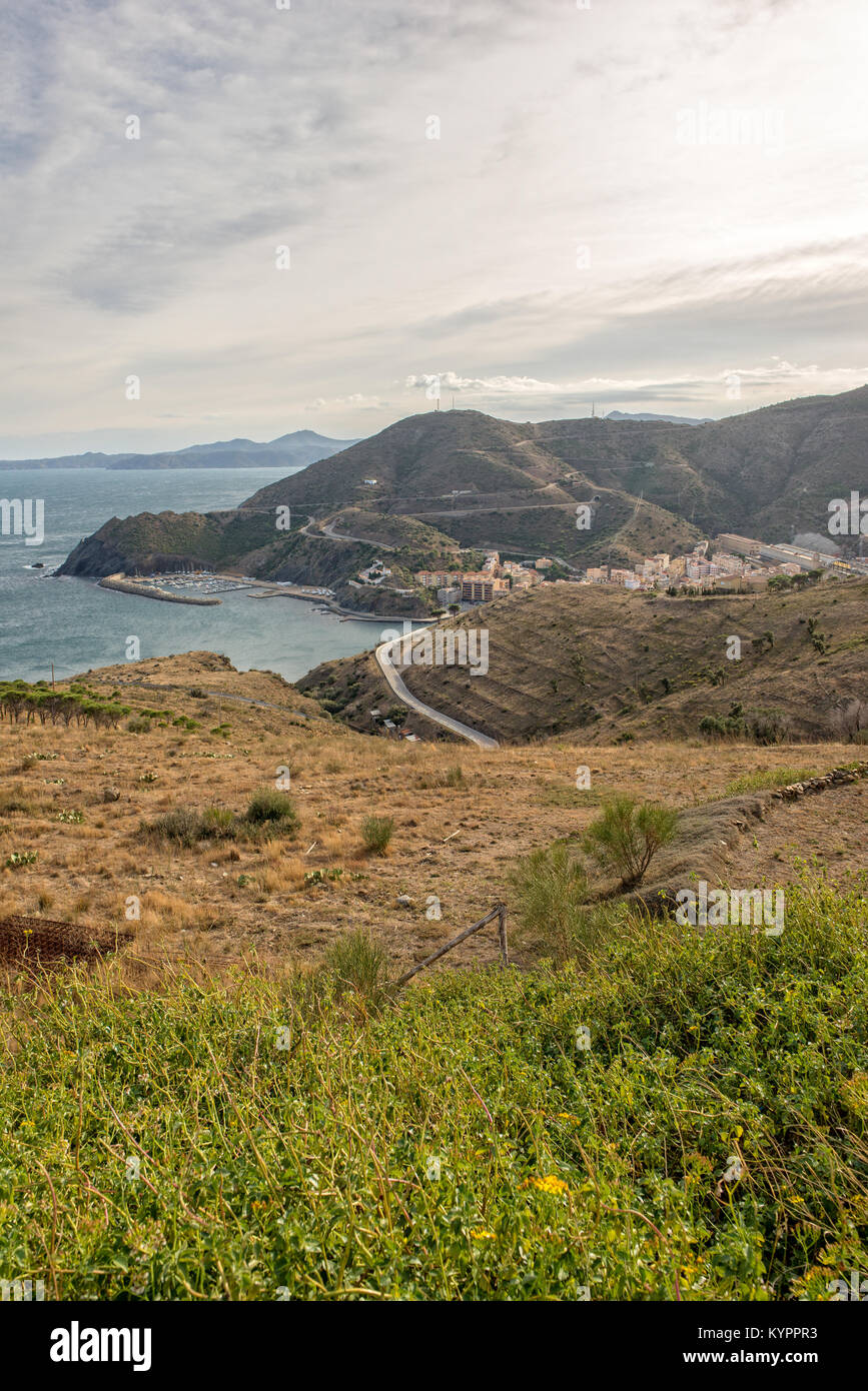 Through the village of Portbou on the Costa Brava, Girona Stock Photo ...