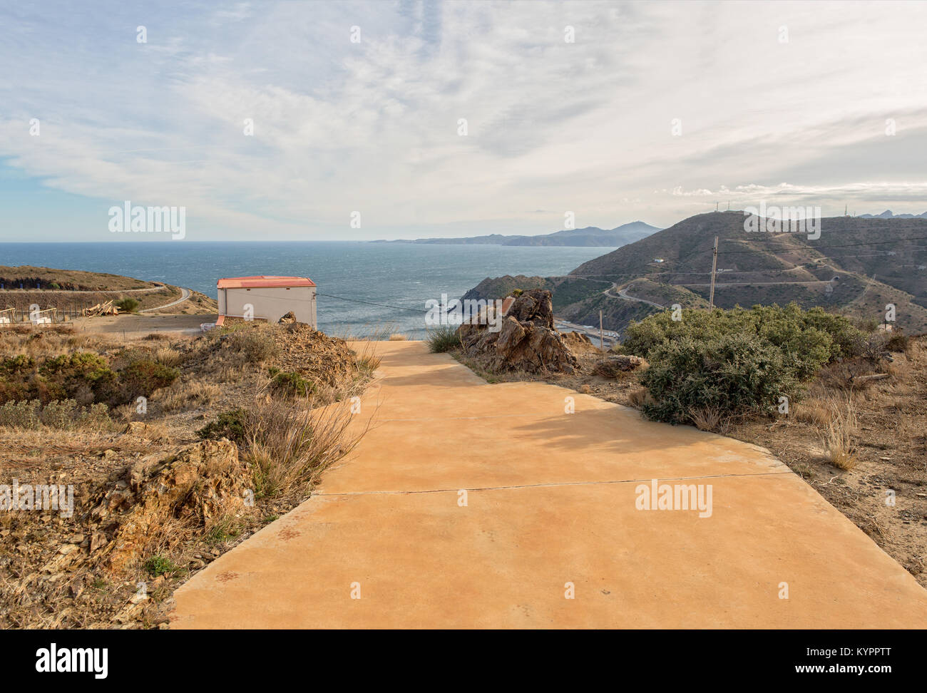 Through the village of Portbou on the Costa Brava, Girona Stock Photo ...