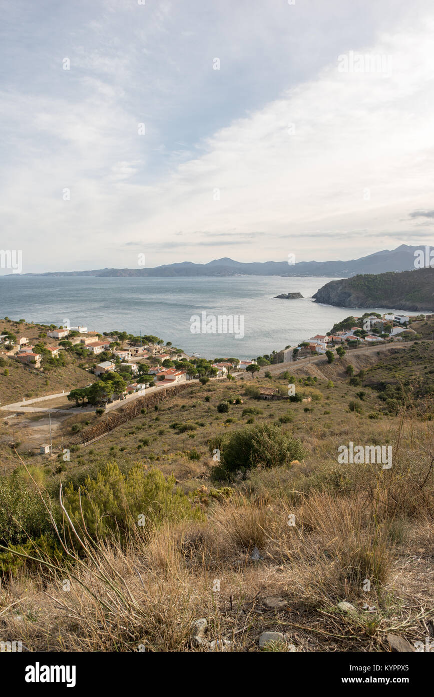 Through the village of Portbou on the Costa Brava, Girona Stock Photo ...