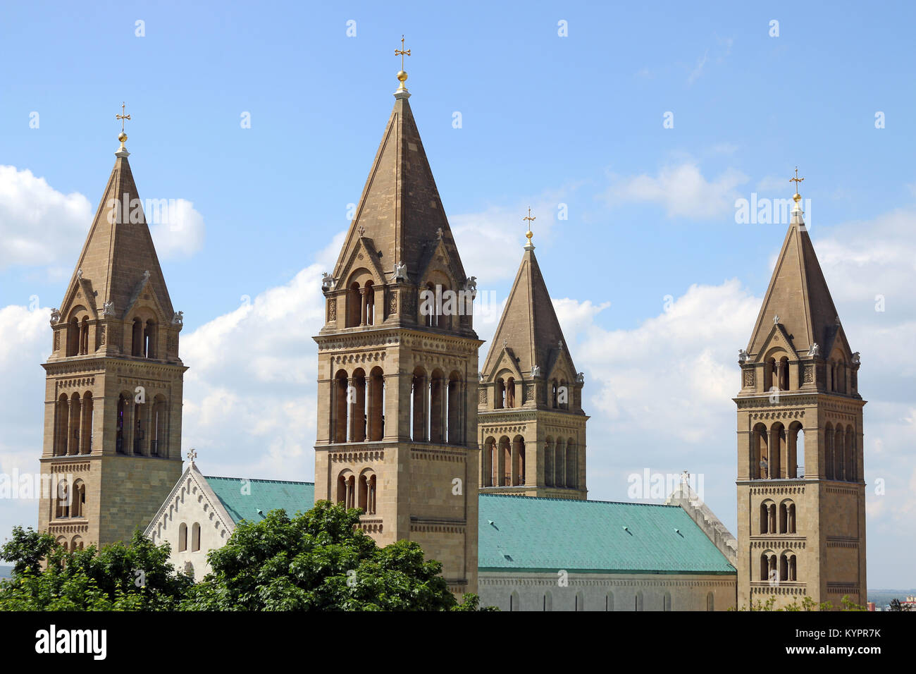 the Cathedral of Pecs towers Stock Photo - Alamy