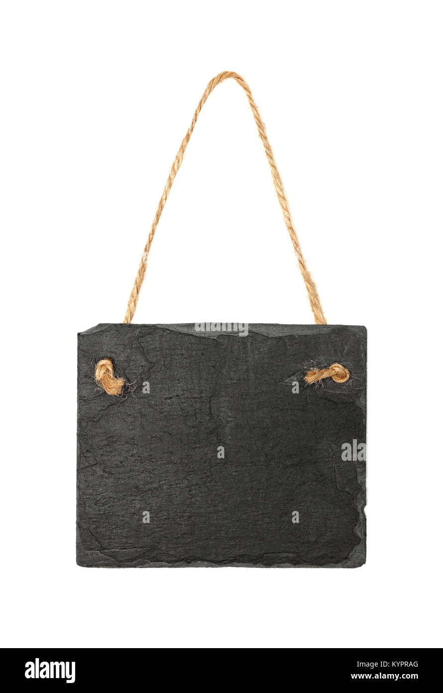 Close up of rectangle shape big black slate stone chalkboard sign ...