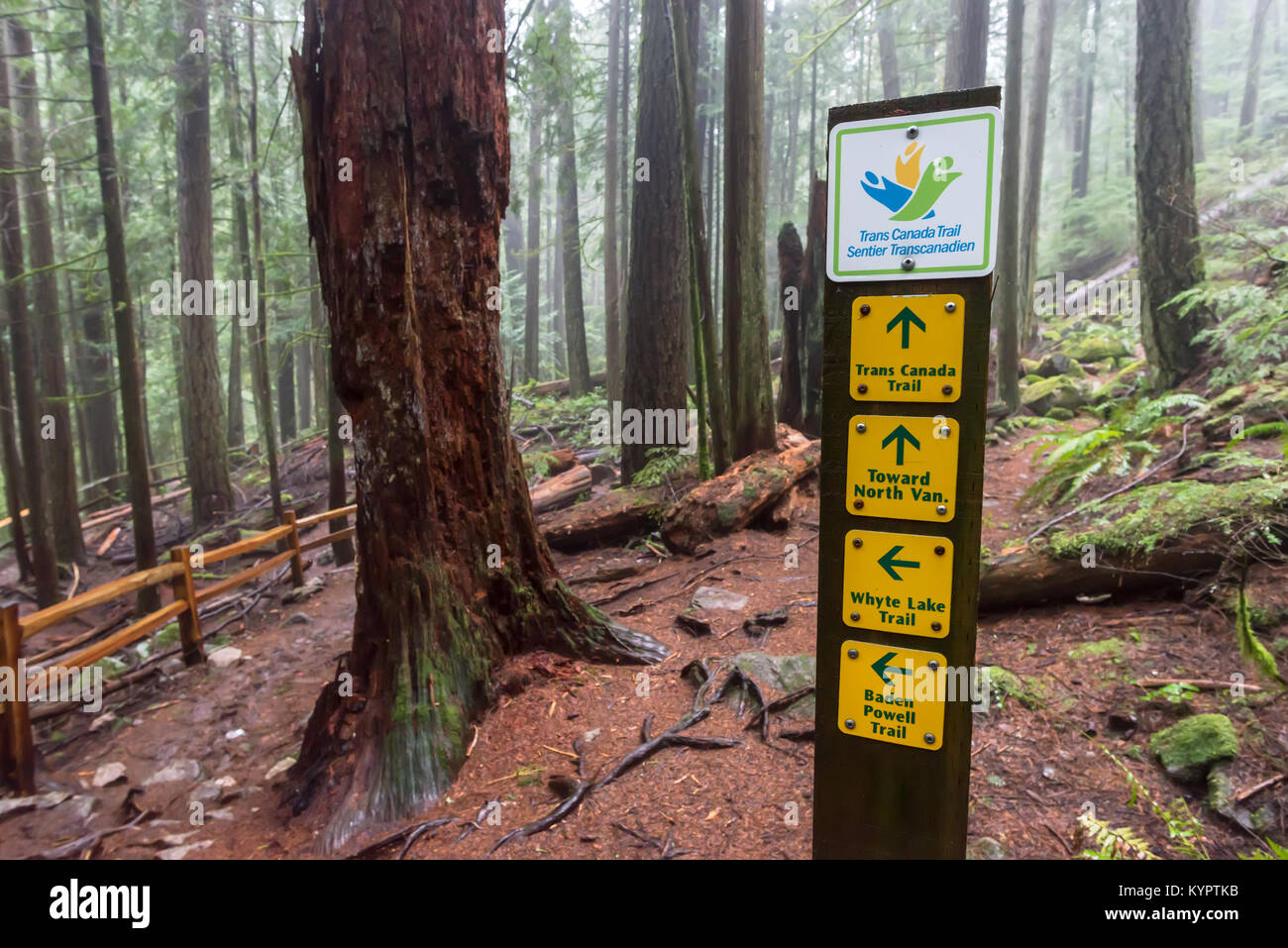 Trail sign on the Trans Canada Trail in Nelson Canyon Park near ...
