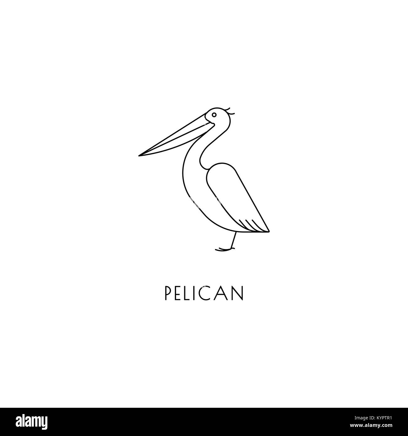 Pelican linear sign bird isolated on white. Vector logo design Stock ...