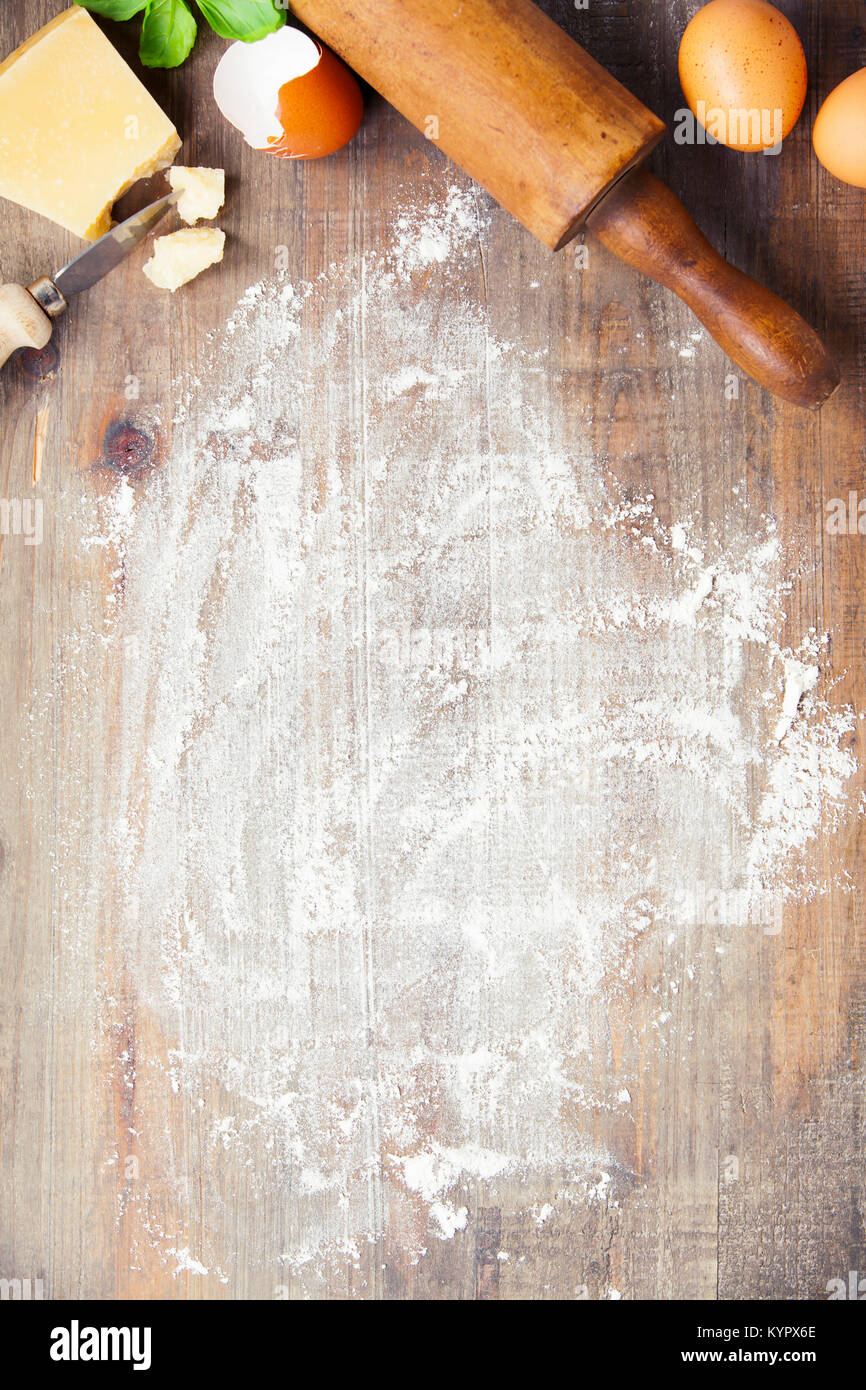 Baking background. Fresh ingredients for baking. On rustic background ...