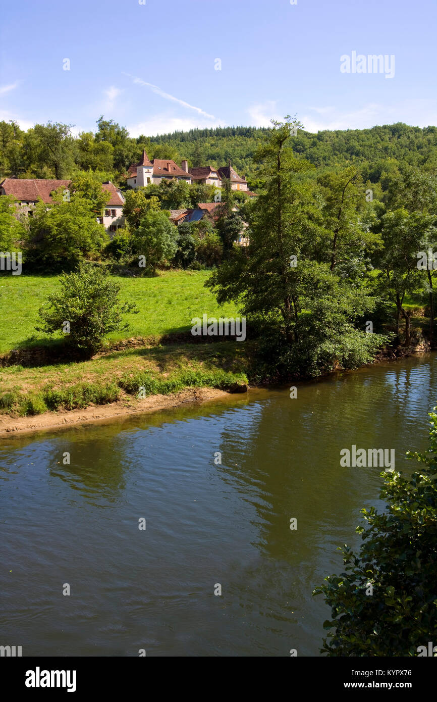 The picturesque Cele Valley at Cabrerets in The Lot, France, Europe ...