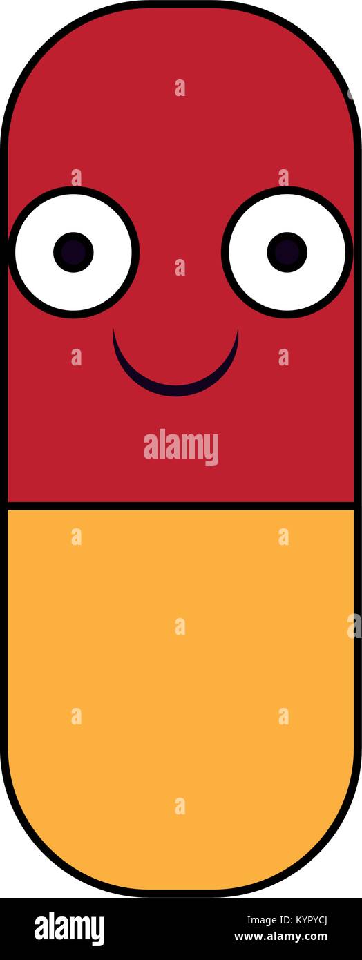 Pill medicine symbol cartoon smiling cartoon smiling Stock Vector Image ...