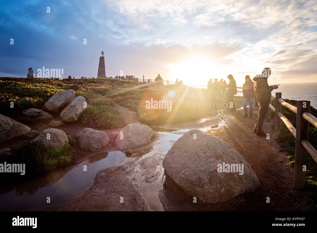 Sunset Cabo Da Roca in Colares Sintra Portugal Stock Photo - Alamy