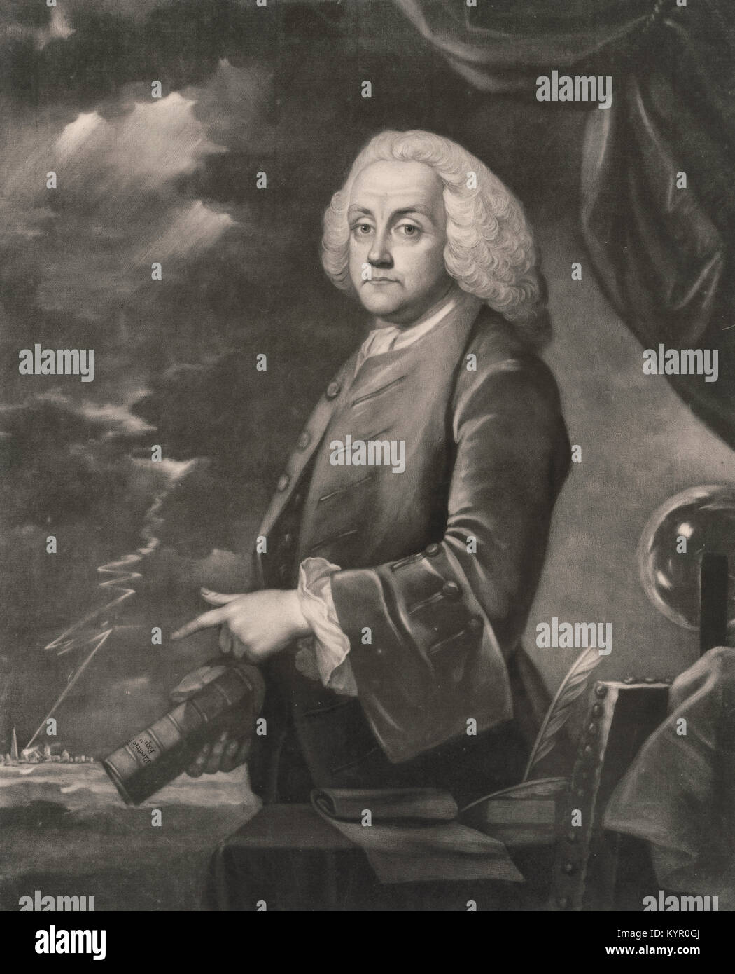 Benjamin Franklin, half-length portrait, standing, facing slightly left ...