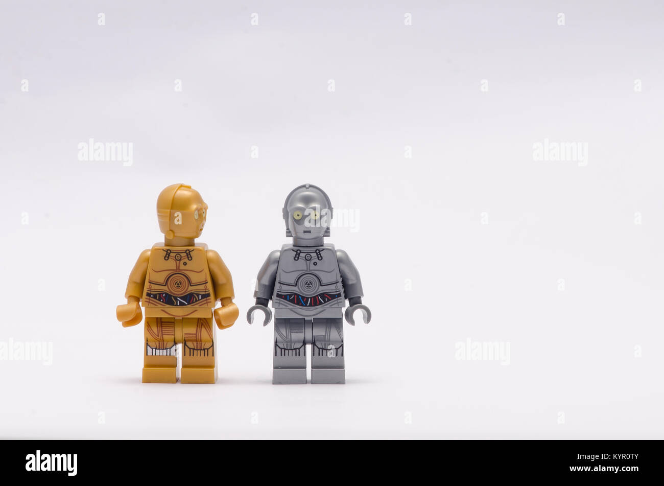 gold and silver c3p0 star wars character robot. Lego minifigures are ...