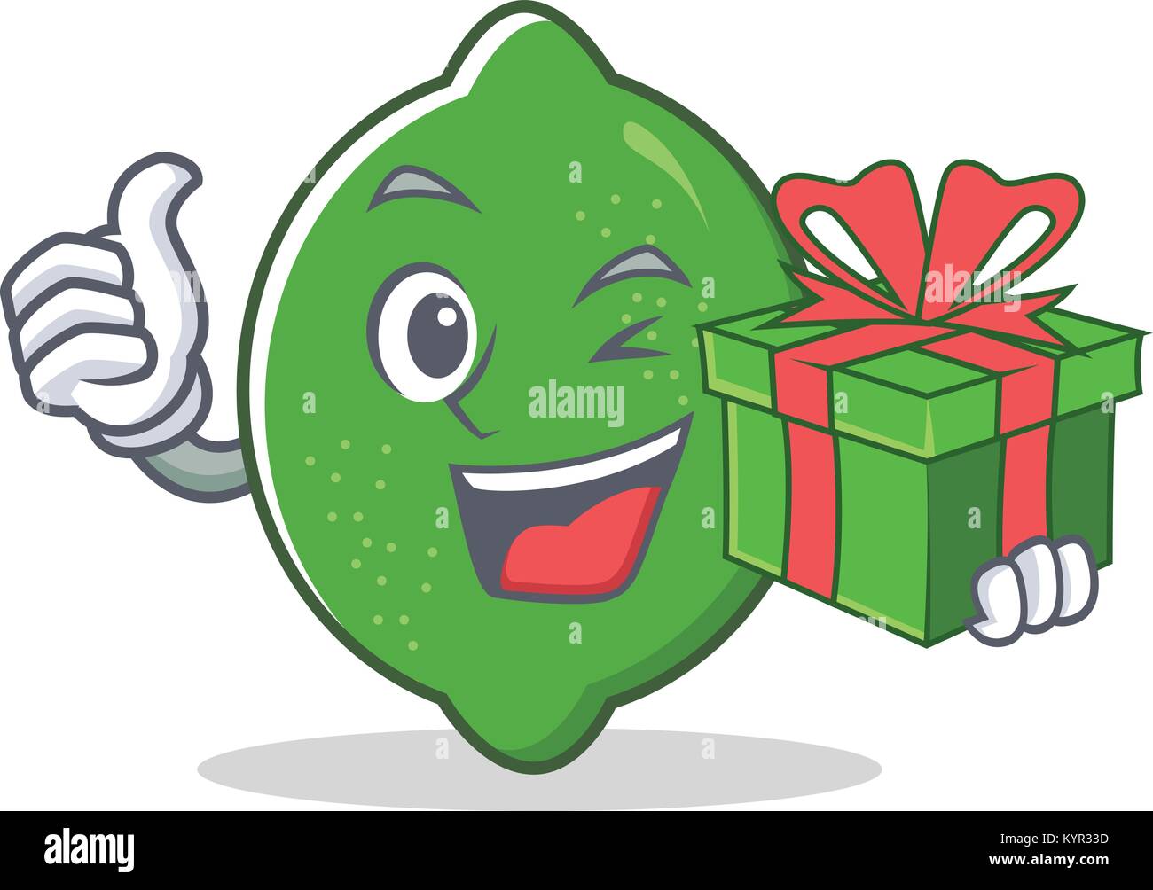 With gift lime mascot cartoon style Stock Vector Image & Art - Alamy