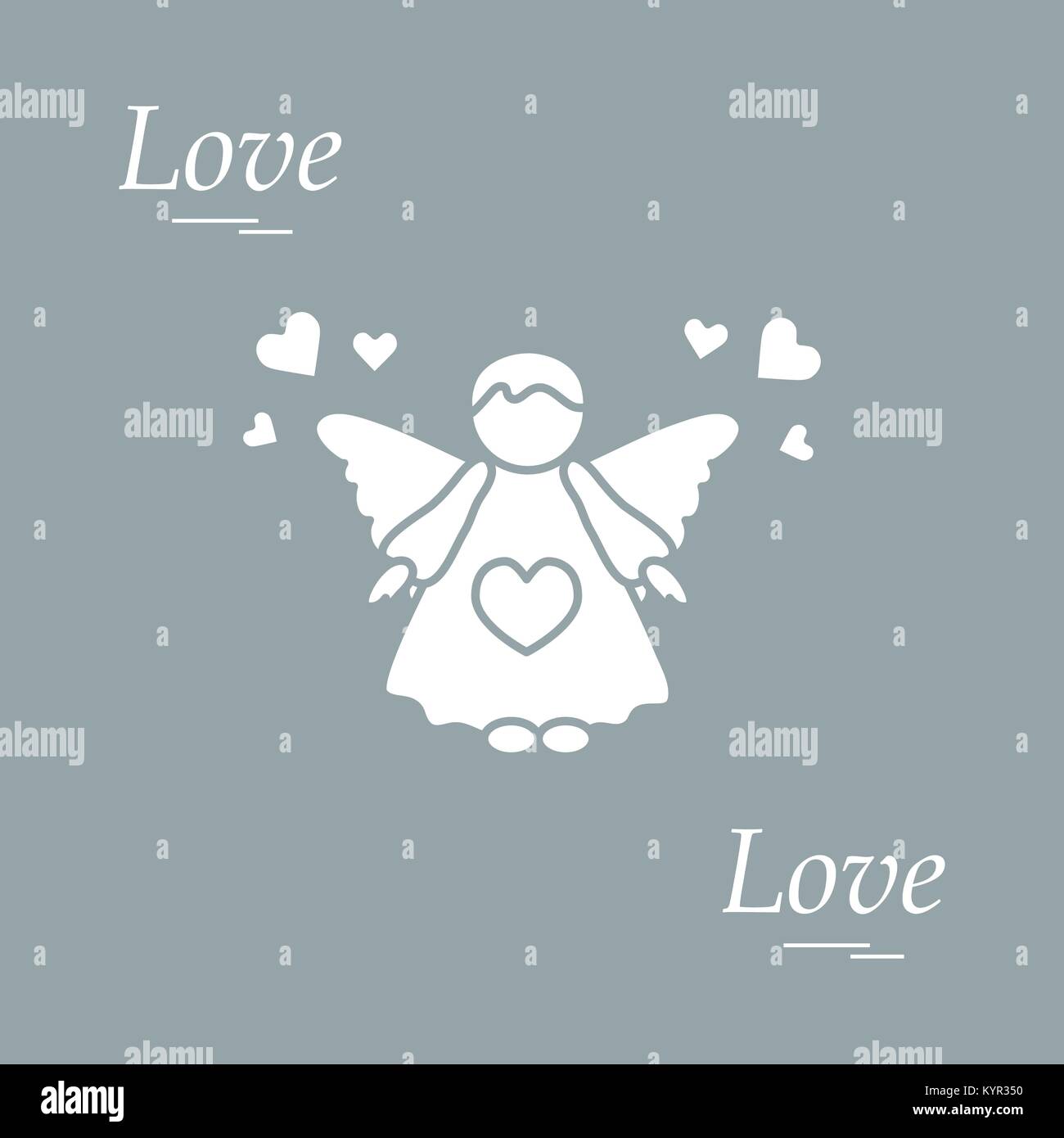 Cute vector illustration: angel and hearts. Love symbol. Design for ...