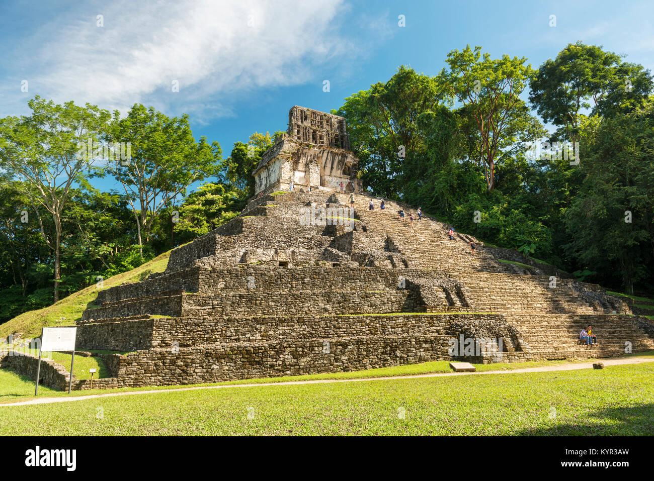 PALENQUE, MEXICO - NOVEMBER 29: Unknown people explore the mayan temple ...