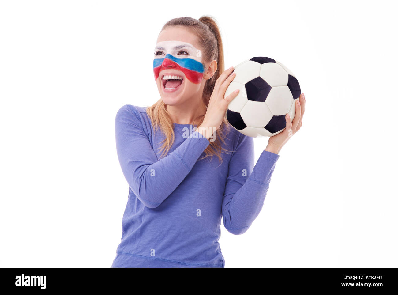 Female fan cheering on their favourite sports team Stock Photo - Alamy