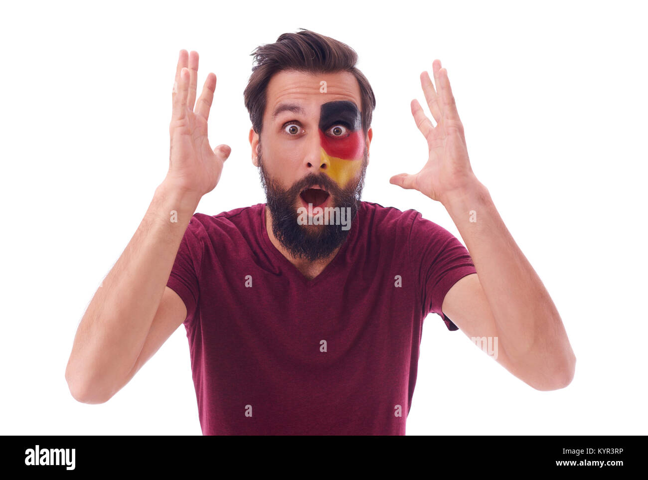 Shocked german football fan watching soccer game in disbelief Stock ...