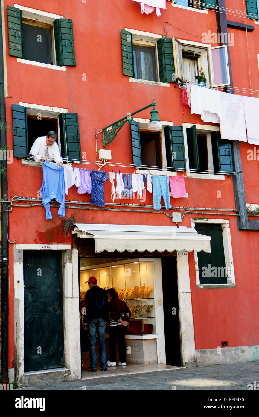 A Jew attends his laundry in historical Jewish ghetto in Venice Stock ...