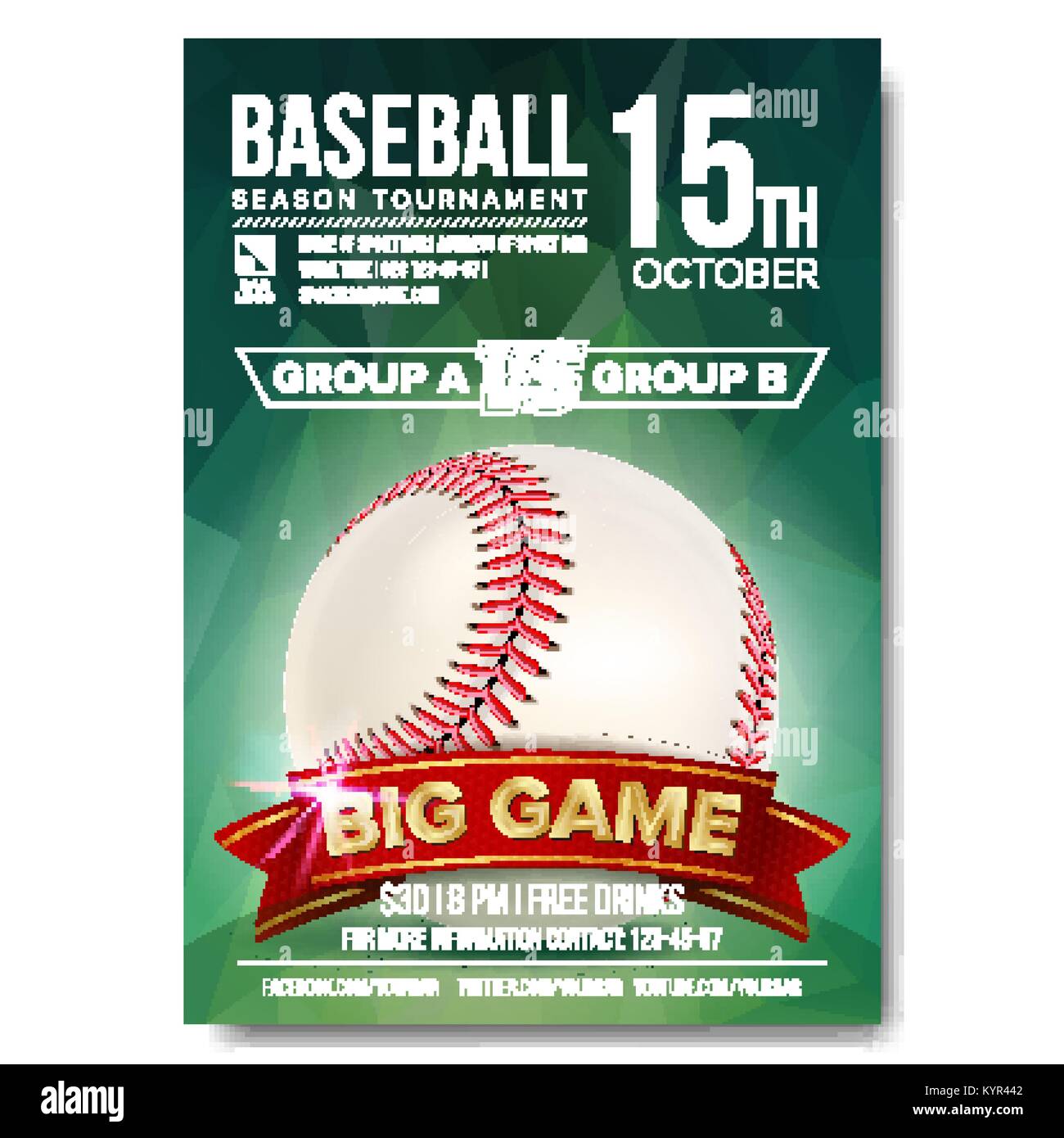 Baseball Poster Vector. Baseball Ball. Design For Sport Bar Promotion ...