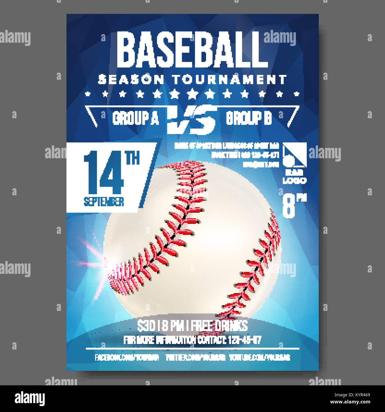 Baseball Poster Vector. Banner Advertising. Sport Event Announcement ...
