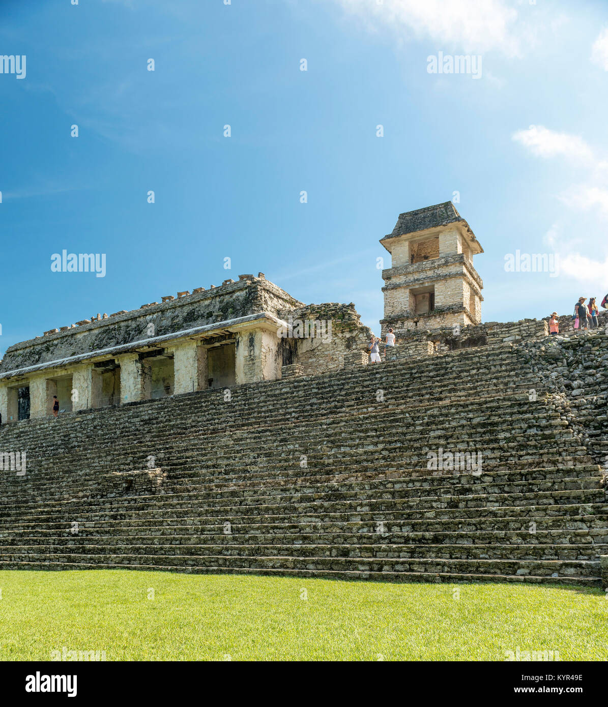 PALENQUE, MEXICO - NOVEMBER 29: Unidentified people explore the mayan ...