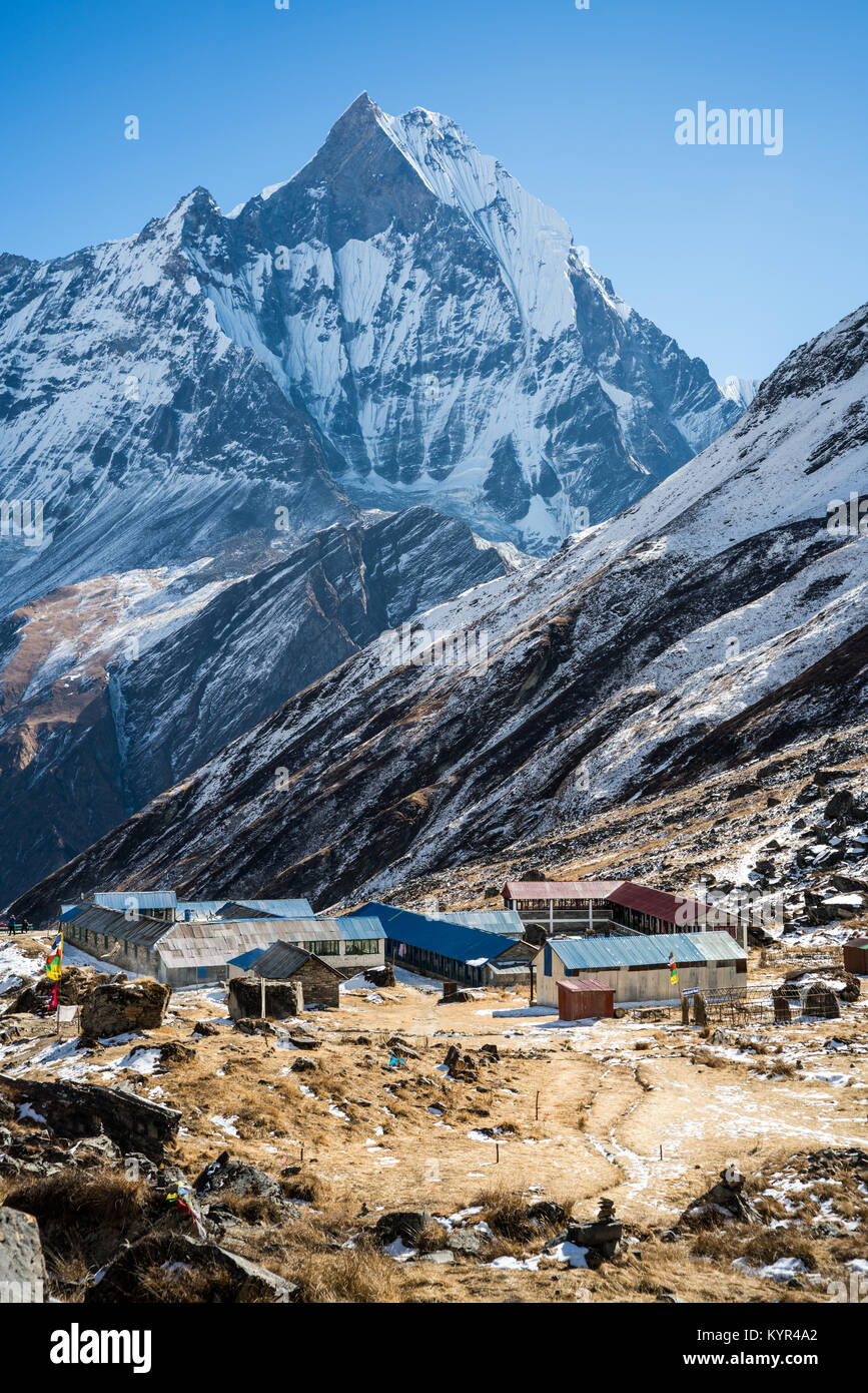 Annapurna base camp, view to Mount Machhapuchchhre, Fish Tail, Nepal ...