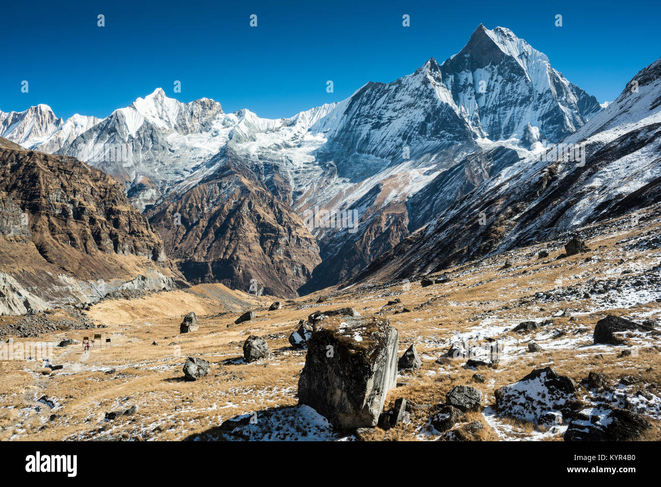 Annapurna base camp, view to Mount Machhapuchchhre, Fish Tail, Nepal ...